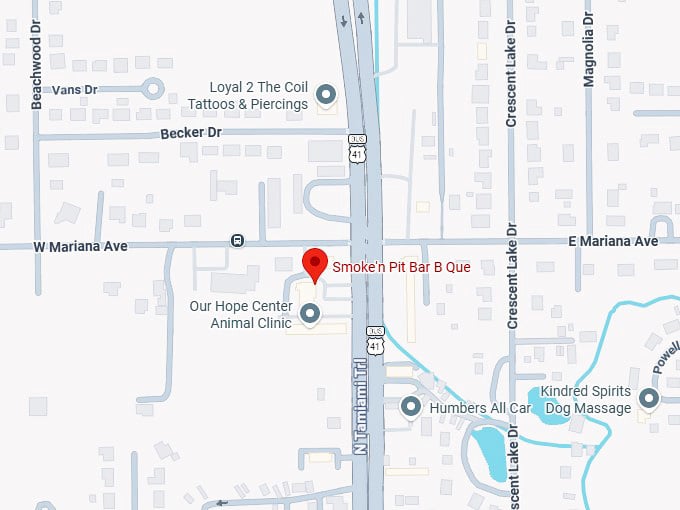 16. smoke'n pit bar b que map