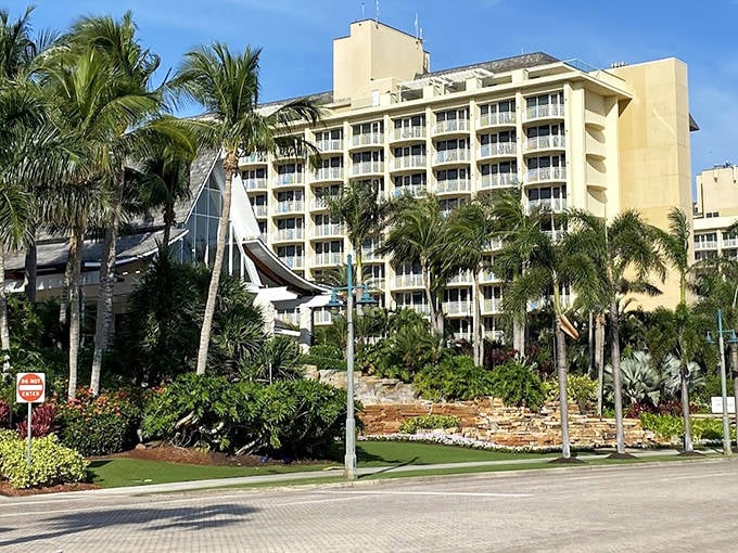 The JW Marriott Marco Island stands like a sun-kissed sentinel guarding some of Florida's most pristine beaches. That yellow facade practically radiates vacation vibes.