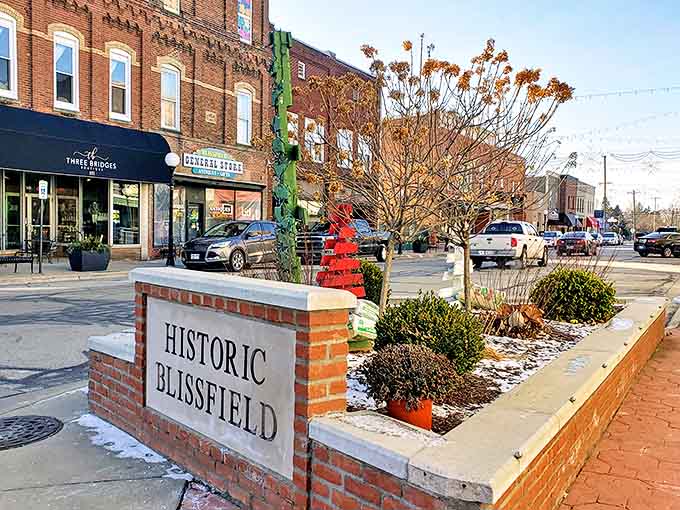 That "Historic Blissfield" sign isn't just marketing spin, it's a promise this downtown actually delivers on with every storefront.
