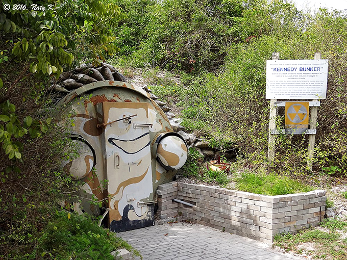The Kennedy Bunker entrance stands as a fascinating Cold War relic, where presidential emergency plans once included this camouflaged door to underground safety.