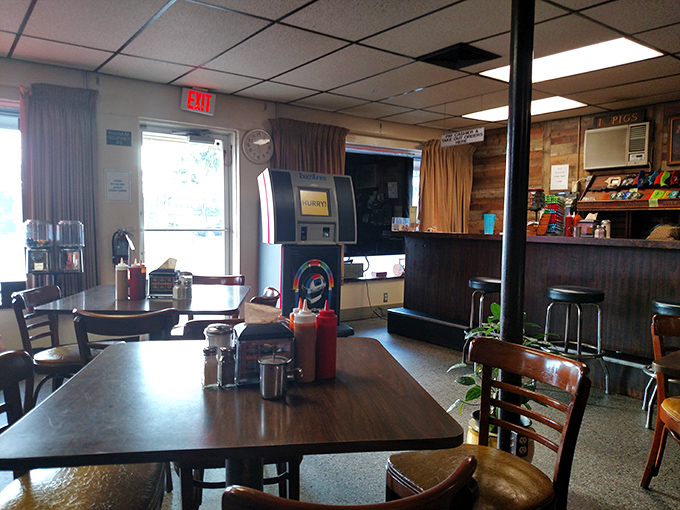 Inside, time stands still in the best possible way &ndash; wood paneling, simple tables, and an atmosphere thick with decades of delicious memories.