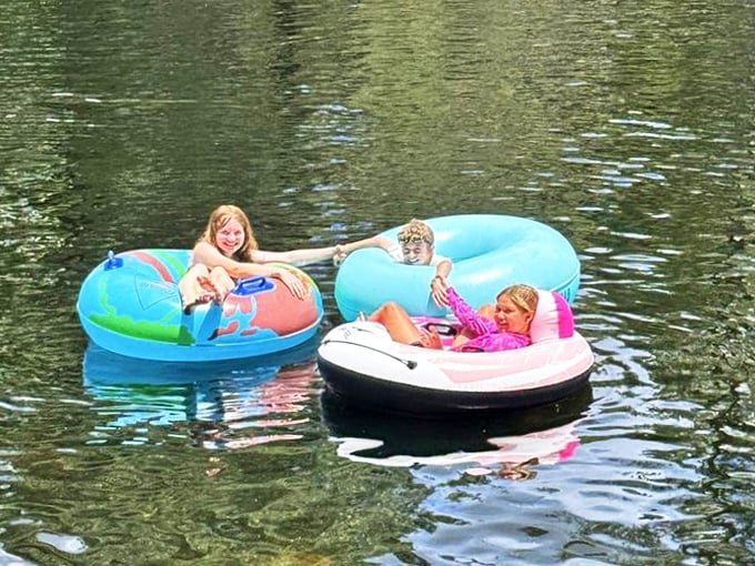 Floating fun for the whole family! These colorful tubes turn Ginnie Springs into nature's lazy river ride.