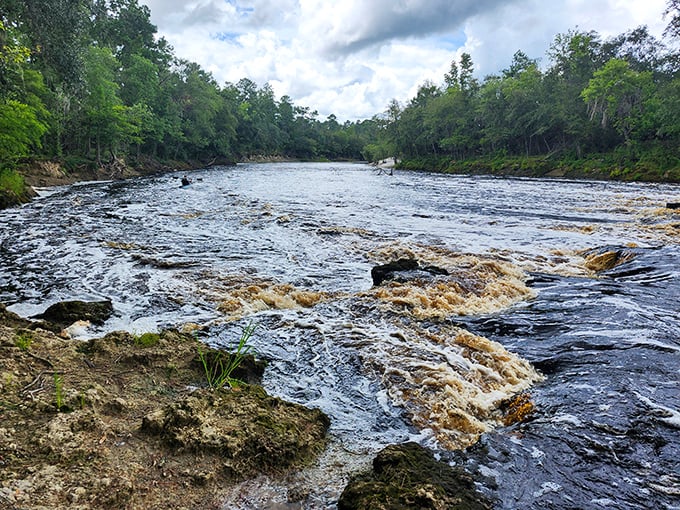 Big Shoals transforms the normally lazy Suwannee River into a churning playground of Class III rapids after heavy rainfall.