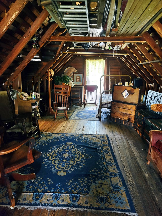 The attic room where many visitors report paranormal encounters, complete with vintage furnishings and that inexplicable feeling of being watched.