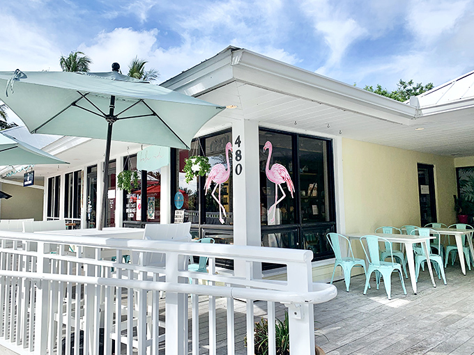 Bella Vida caf&eacute; offers a breezy outdoor setting where palm fronds dance overhead and fresh Gulf flavors grace every plate.