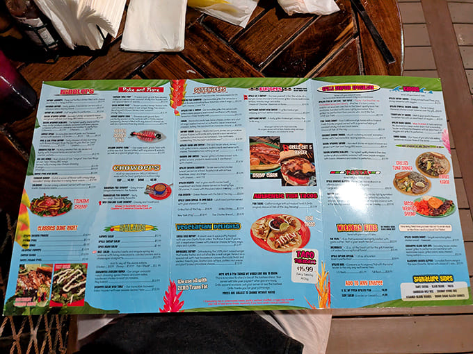 This menu offers more delicious decisions than you can shake a fishing rod at, all gloriously displayed.
