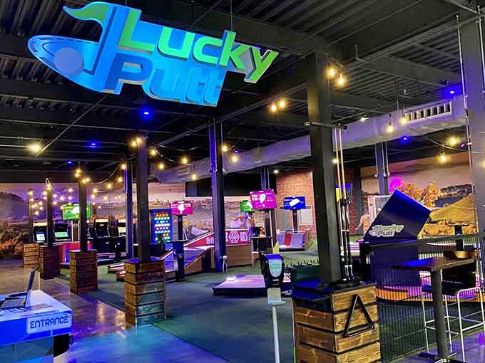 Mini golf meets neon dreams in this glow-in-the-dark putting paradise where even missed shots look cool under the lights.