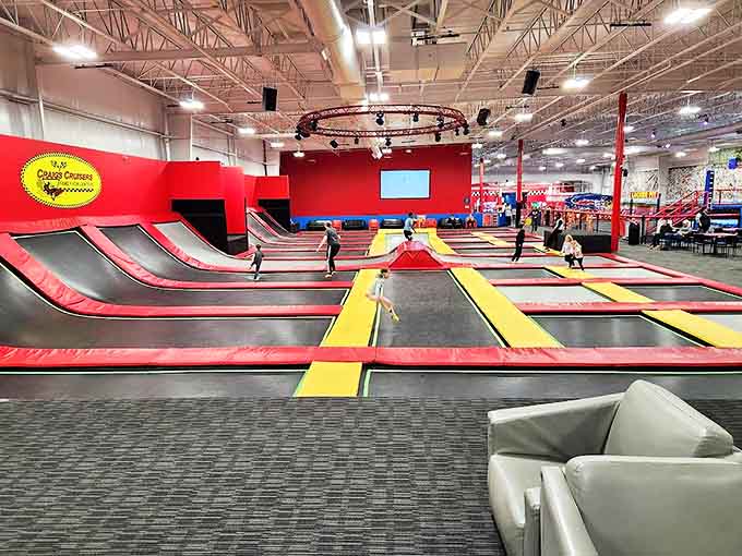 Jumping park: Gravity takes a coffee break as visitors of all ages discover their inner kangaroo on wall-to-wall trampolines.