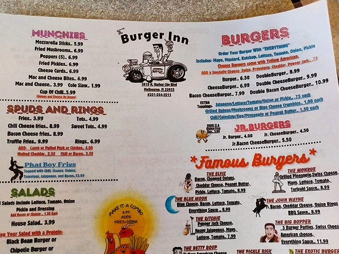 The menu reads like a who's who of American icons &ndash; "The Elvis" with peanut butter, "The John Wayne" standing tall with BBQ sauce.