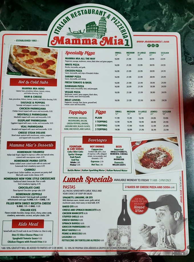 A treasure map of Italian delights, this menu doesn't just list food&mdash;it promises edible memories with every carefully crafted offering.