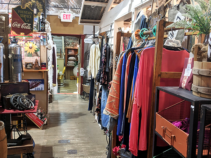 Wander through corridors of clothing where each garment whispers tales of decades past&mdash;fashion archaeology at its finest!