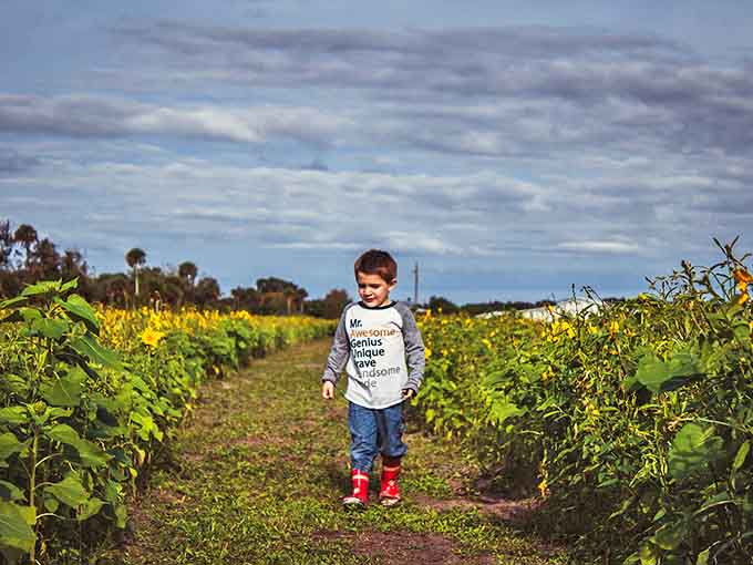 Little explorers discovering that sometimes the best adventures involve dirt paths and flowers taller than Dad, creating memories that'll outlast any video game high score.