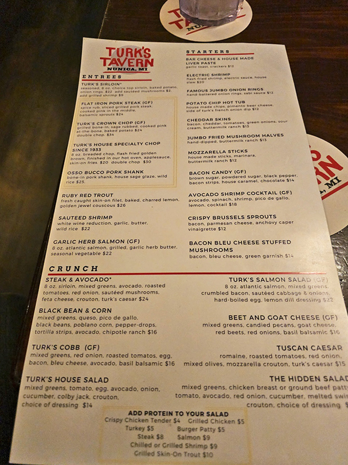 Menu: A roadmap to culinary bliss, this menu doesn't just list food&mdash;it showcases generations of perfected recipes waiting to become your new obsession.