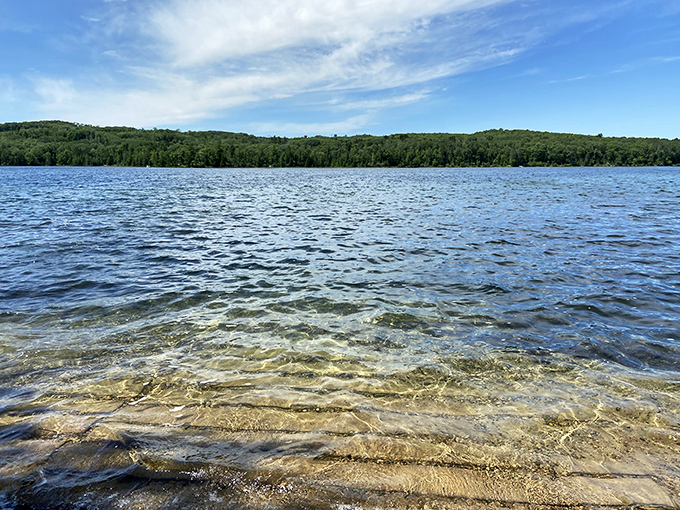 Crystal clear waters invite you to dive right in or just stand mesmerized by how you can see straight to the bottom.