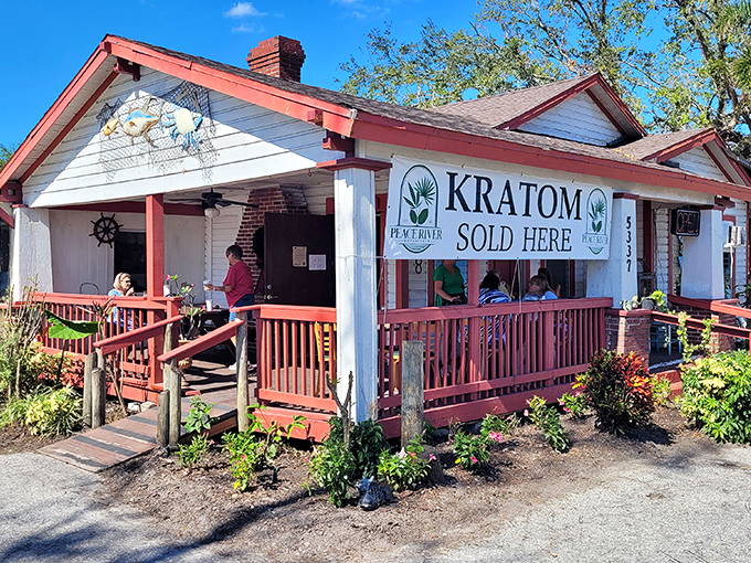 Peace River Seafood's rustic red-trimmed building embodies Old Florida charm. That wraparound porch practically begs you to sit a spell with some fresh crab!