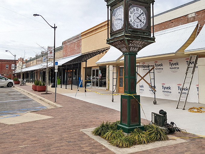 The historic downtown of DeFuniak Springs centers around its iconic clock, where time seems to move at its own gentle pace.