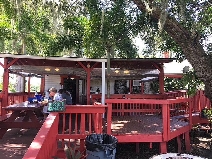 The outdoor seating at Peace River offers a perfect spot to crack into the day's catch. Those picnic tables have hosted countless seafood feasts under Florida skies!