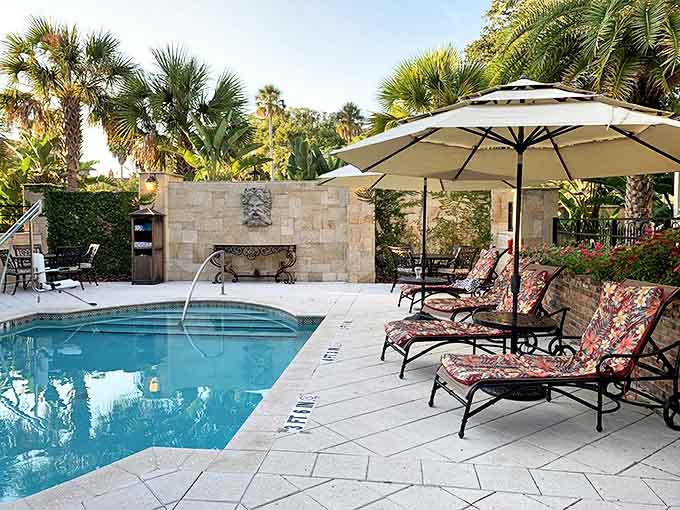 The Collector's inviting pool sits nestled among historic buildings, offering a refreshing dip after exploring St. Augustine's cobblestone streets.