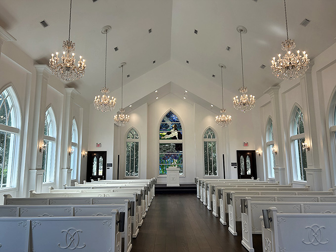 This chapel's soaring ceilings and stained glass create a serene sanctuary, perfect for weddings or just escaping your noisy travel companions for a moment.