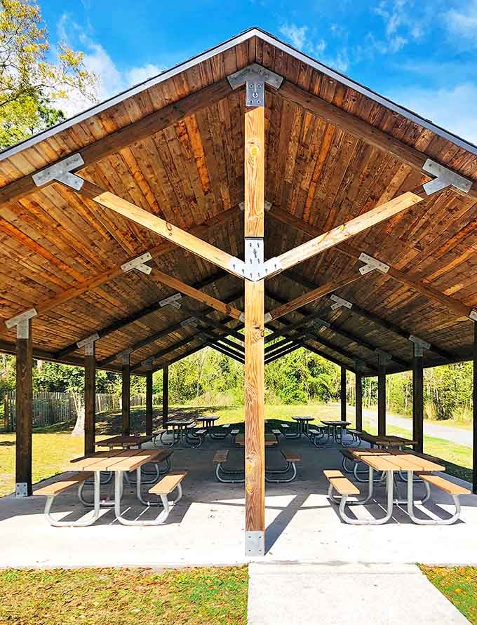 This pavilion offers the perfect spot to rest your weary legs and contemplate life's big questions, like why you didn't bring more snacks.