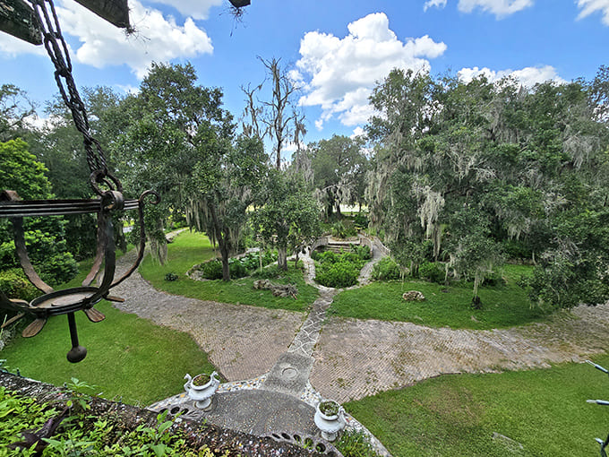 The view from above reveals gardens that wind and wander like they're in no particular hurry, which is exactly the right pace for this place.