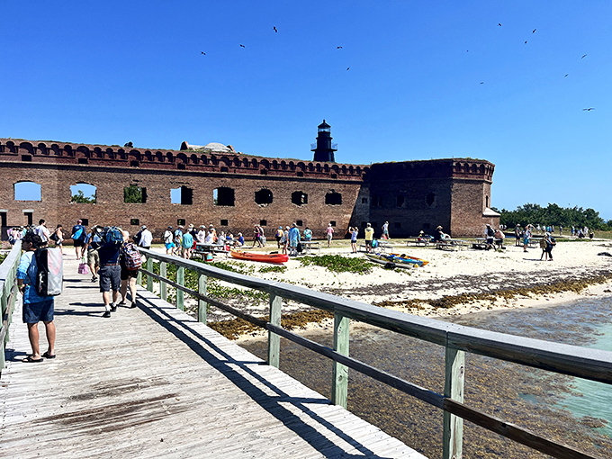 Visitors explore the historic grounds, probably wondering how they got so lucky to find this hidden gem while their friends are at crowded theme parks.