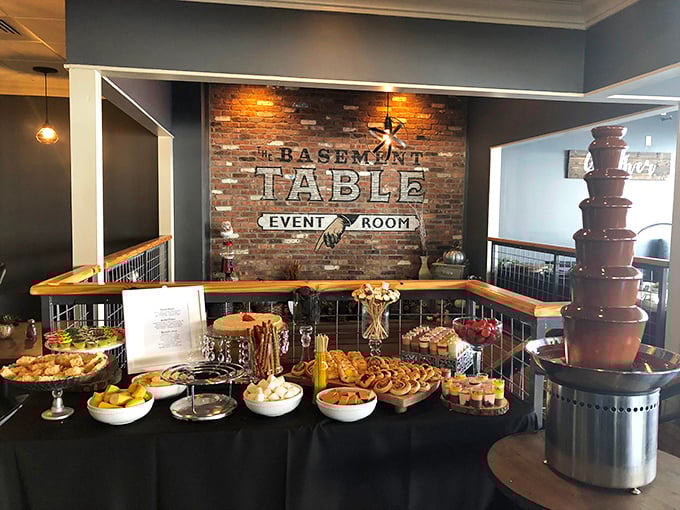 The Basement Table Event Room transforms celebrations into memories, with sweet and savory delights arranged like edible art for special occasions.