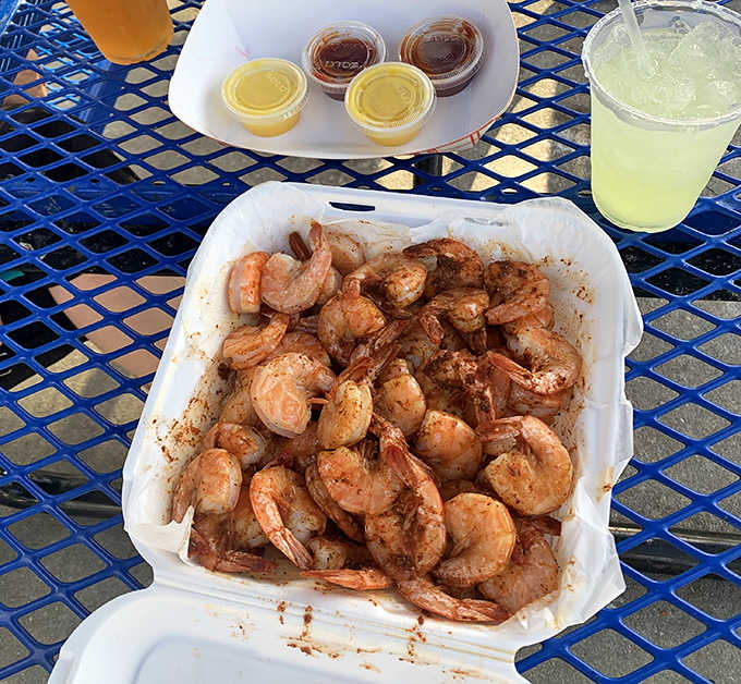 These aren't just any shrimp &ndash; they're The Freezer's legendary peel-and-eat beauties, Gulf-fresh and begging for a butter bath.