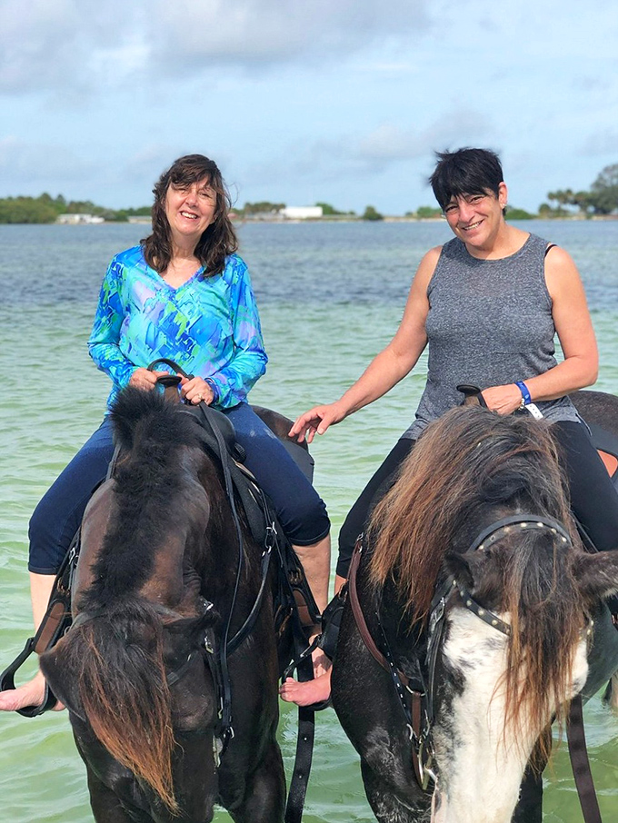 Riders experience the magical thrill of horseback swimming, where Florida's beaches become the perfect setting for an unforgettable aquatic adventure.