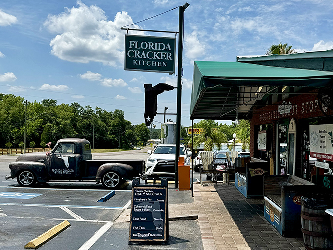 The vintage pickup truck parked outside Florida Cracker Kitchen hints at the old-time Florida experience waiting inside this Brooksville favorite.