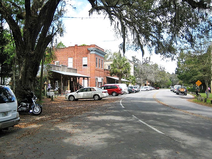 Historic brick buildings line the main street of charming Micanopy, where time seems to slow down. Old Florida preserved in amber!