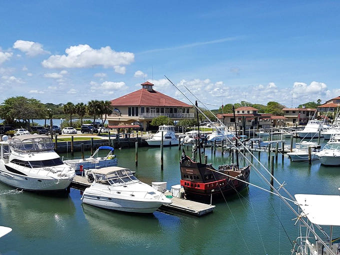 This historic marina blends old-world charm with modern boats, where pirates once prowled these same waters.