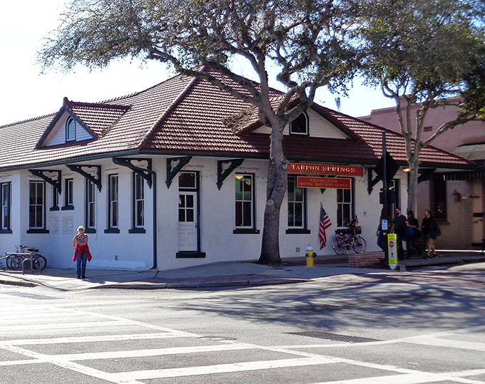 Tarpon Springs' historic train station stands as a reminder of the town's past, now repurposed for a new generation of visitors.