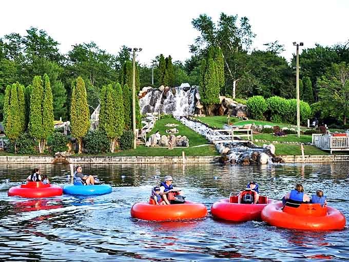 Bumping boats: Aquatic demolition derby meets water gun fight in these circular vessels &ndash; prepare to get splashed in the name of fun.
