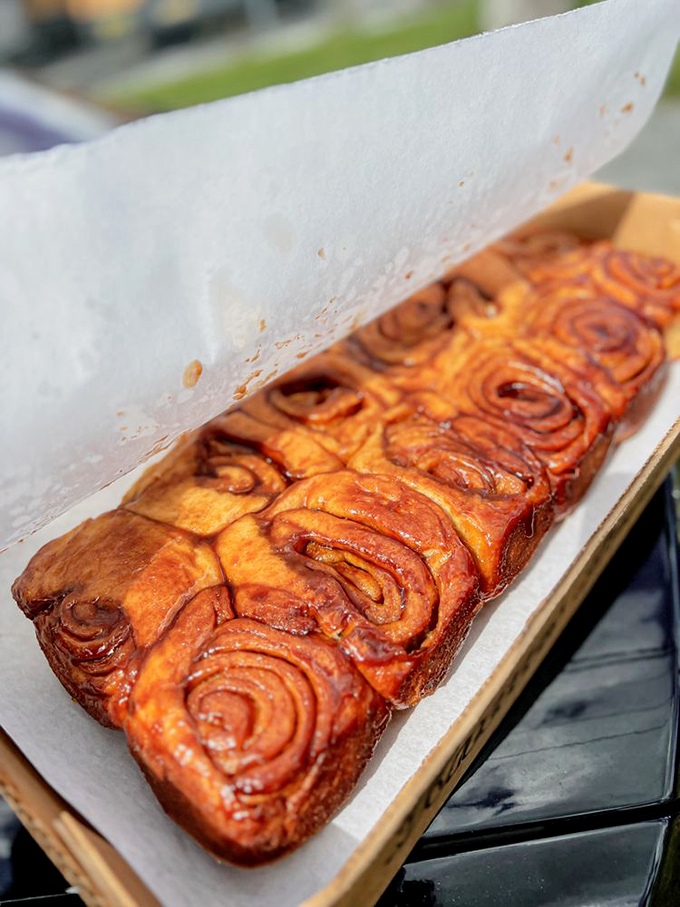 The crown jewel: cinnamon rolls worth waiting in line for. Pillowy, sticky, and guaranteed to ruin all other pastries for you.