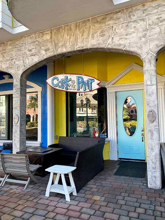 Cork & Pint's cheerful exterior promises good times inside, where wine and conversation flow with equal enthusiasm and zero pretension.