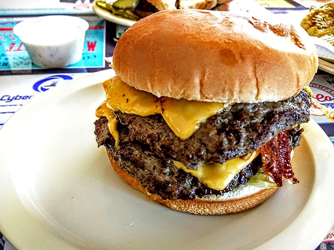 This double bacon cheeseburger isn't trying to impress food critics &ndash; it's busy making regular folks swoon with meaty, cheesy perfection.