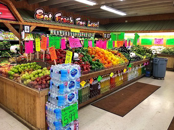 Produce paradise: A rainbow of fruits and vegetables so vibrant they make regular supermarket produce look like it's in witness protection.