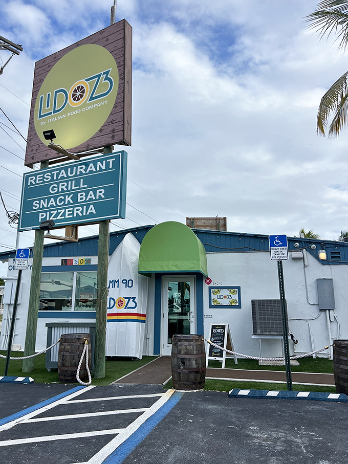 Lido 73 brings Italian flair to the Keys, its cheerful exterior promising culinary delights that blend Mediterranean traditions with local seafood.