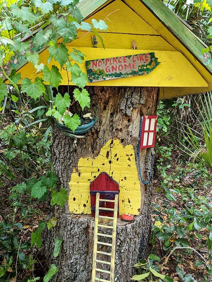 This tiny gnome home comes complete with a ladder and a firm "No Place Like Gnome Home" policy that would make Dorothy proud.