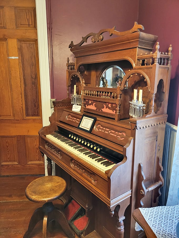 This ornate pump organ isn't just decorative&mdash;staff report hearing phantom music when the building is otherwise empty.