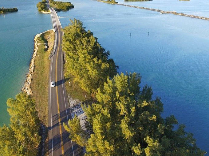 This aerial view shows how the Myakka Trail hugs waterways and preserves, offering glimpses of Florida's wild side just minutes from developed areas.