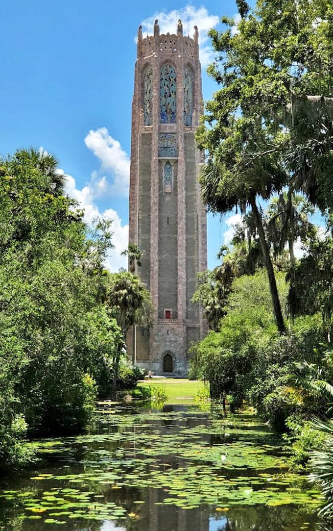 That singing tower rises 205 feet, serenading visitors with bronze bells that echo across peaceful gardens.
