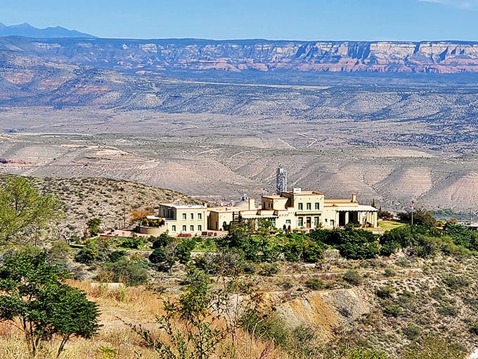 Jerome clings dramatically to the mountainside. This former ghost town turned artist haven offers spectacular views of the Verde Valley below.