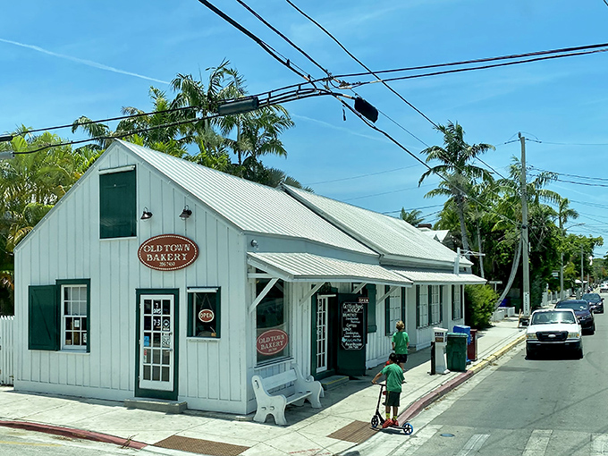 The Old Town Bakery in Key West stands like a postcard come to life&mdash;crisp white clapboard, green shutters, and palm trees swaying overhead.