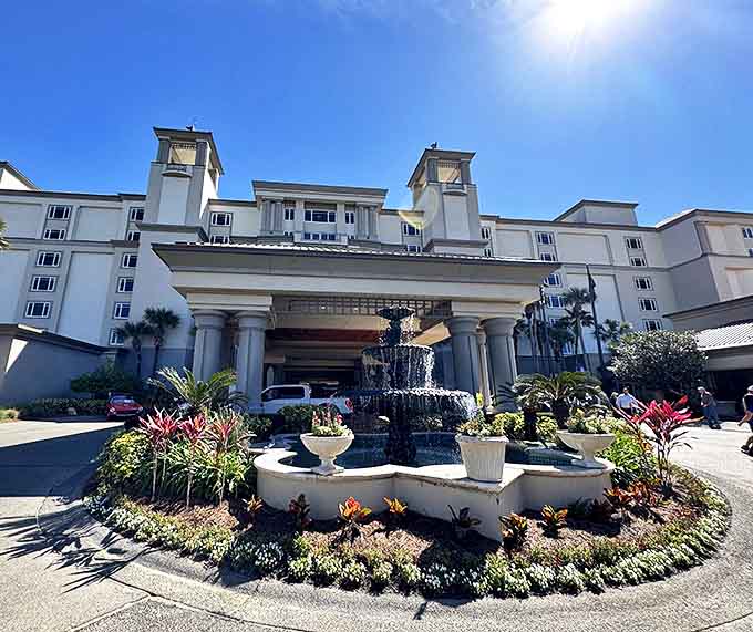 The Ritz-Carlton Amelia Island welcomes guests with a fountain-centered circular drive, promising coastal elegance at every turn.