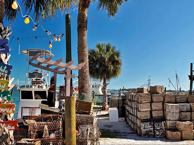The historic Gulf Marine Ways in Cortez continues the tradition of boat maintenance and repair, supporting the village's fishing industry.