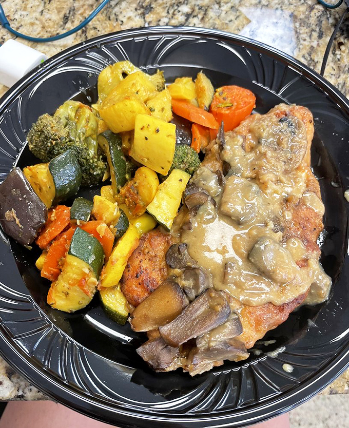 This isn't just chicken Marsala &ndash; it's a symphony of flavors where tender meat, earthy mushrooms, and garden-fresh vegetables perform in perfect harmony.