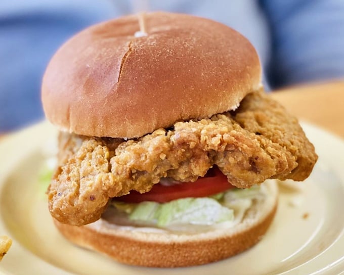 The crispy chicken sandwich arrives without pretension, just honest-to-goodness hand-breaded goodness that puts fast food chains to shame.