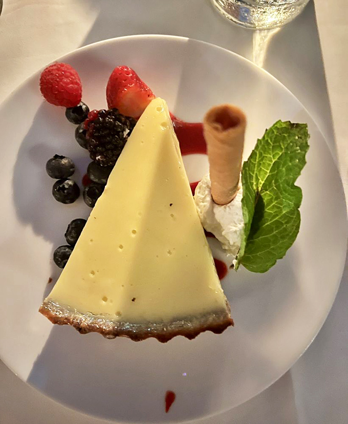 Key lime pie that makes you understand why people move to Florida. That perfect balance of sweet and tart is the dessert equivalent of finding true love.